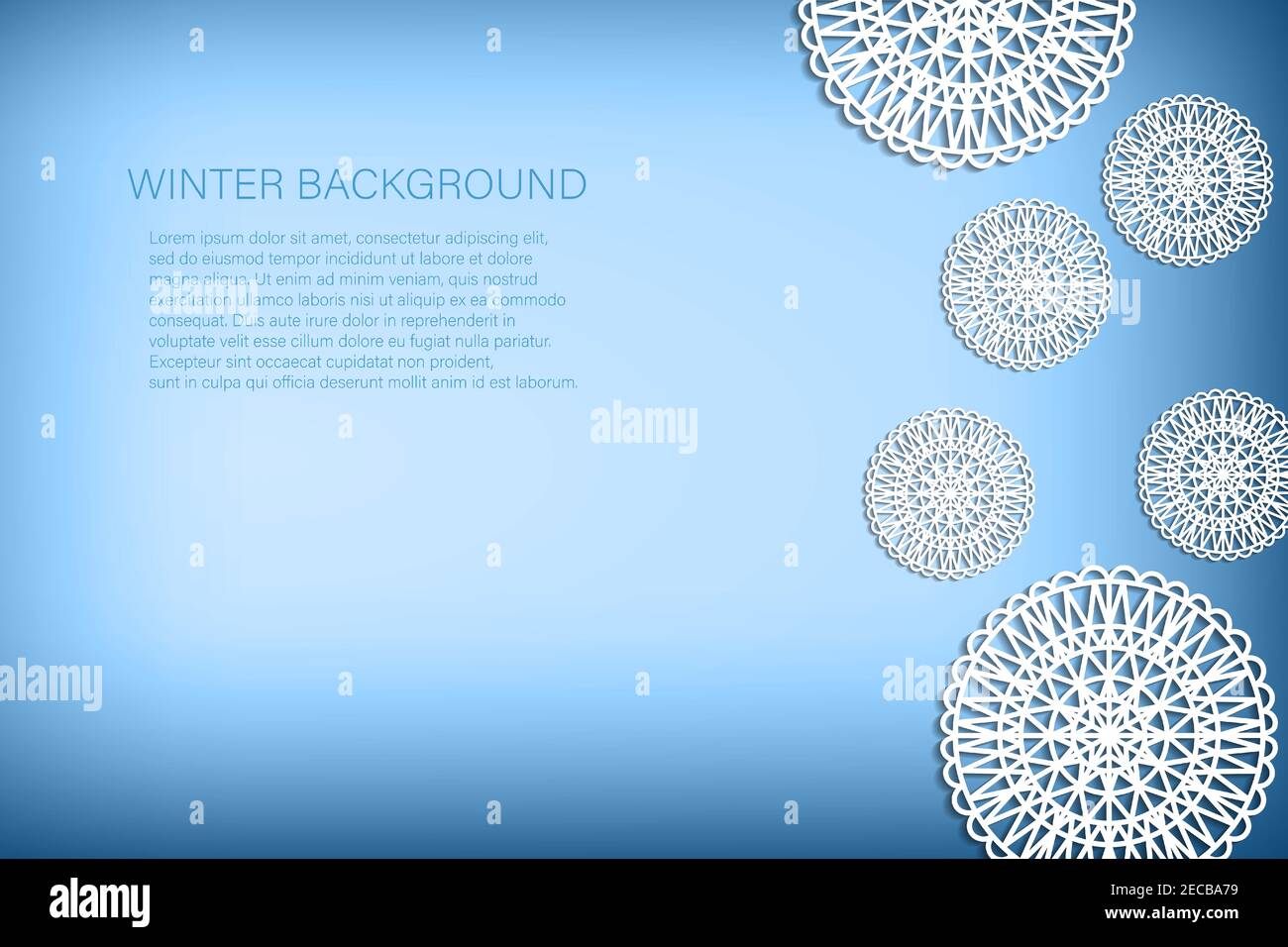 Christmas card with white snowflakes on blue background. Isolated ...