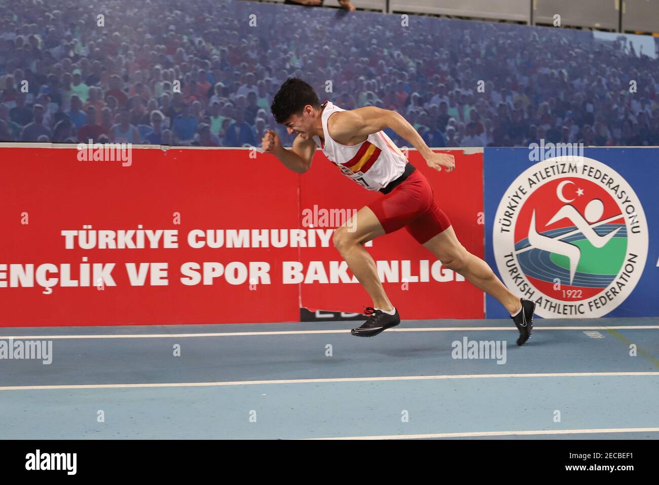 ISTANBUL, TURKEY - FEBRUARY 07, 2021: Undefined athlete running during ...