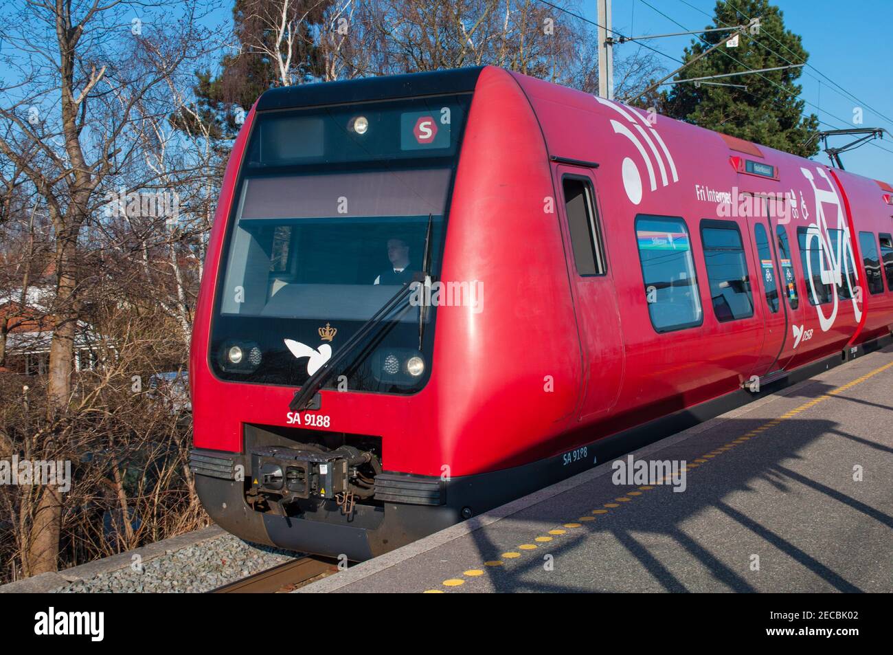 Copenhagen Denmark - Marts 23. 2012: Danish DSB s-train in red which ...