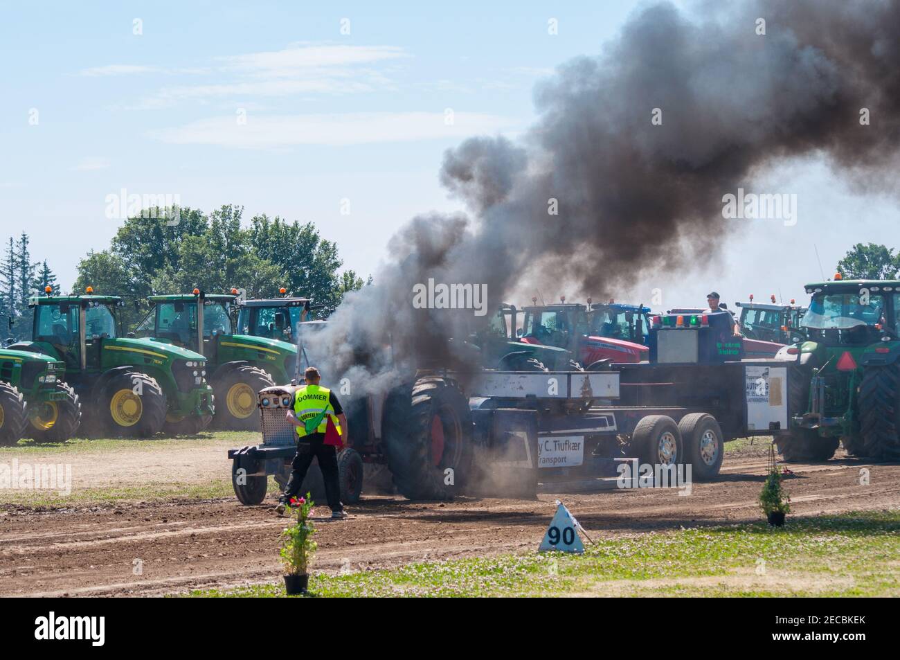 Mon Denmark - July 6. 2014: Tractor pulling competition Stock Photo - Alamy