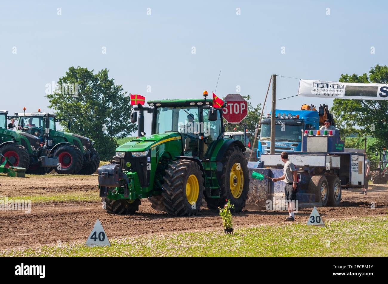 Mon Denmark - July 6. 2014: Tractor pulling competition Stock Photo - Alamy