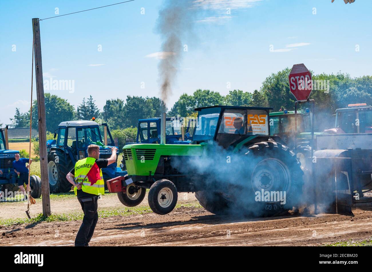 Mon Denmark - July 6. 2014: Tractor pulling competition Stock Photo - Alamy