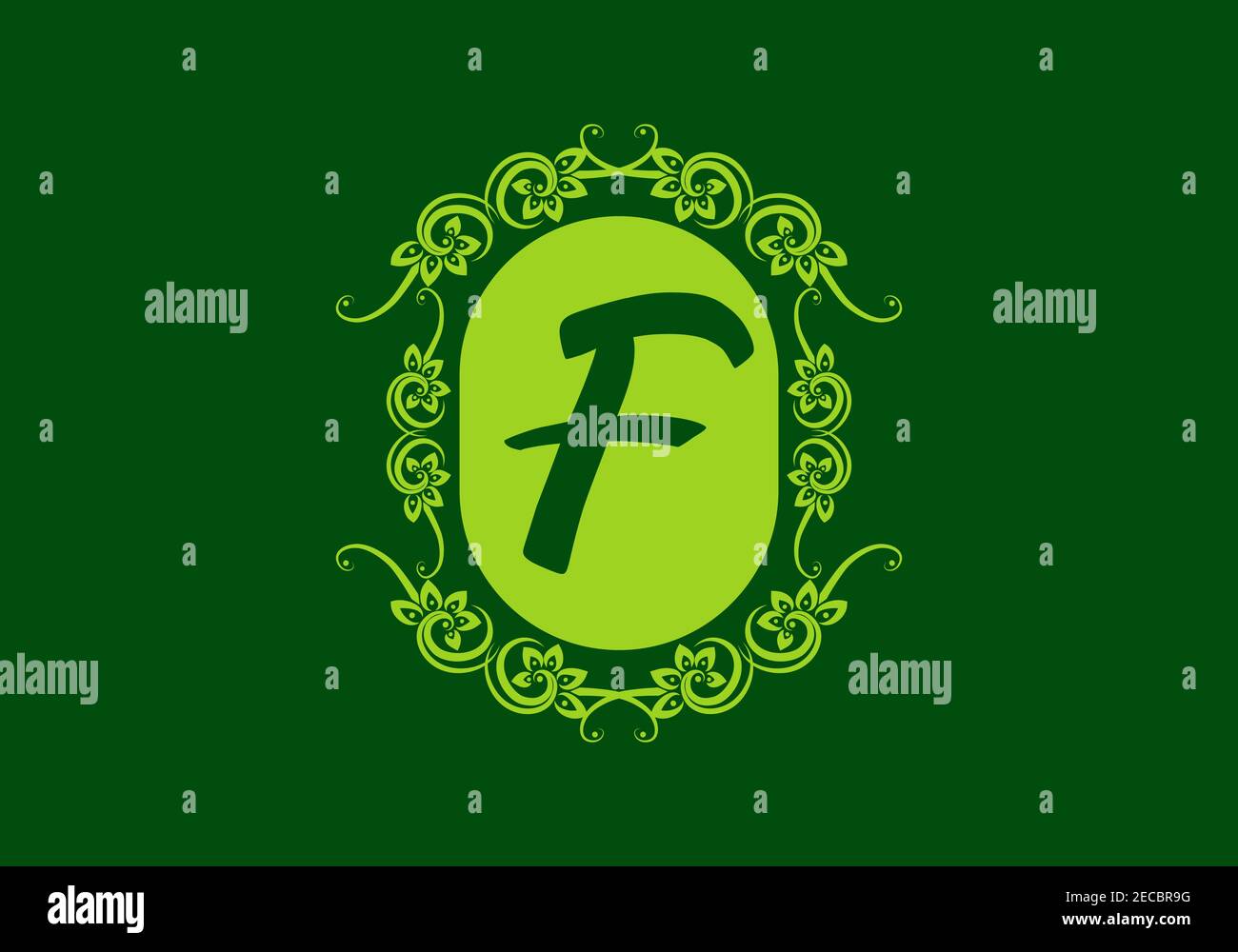Green F initial letter in classic frame Stock Vector Image & Art - Alamy