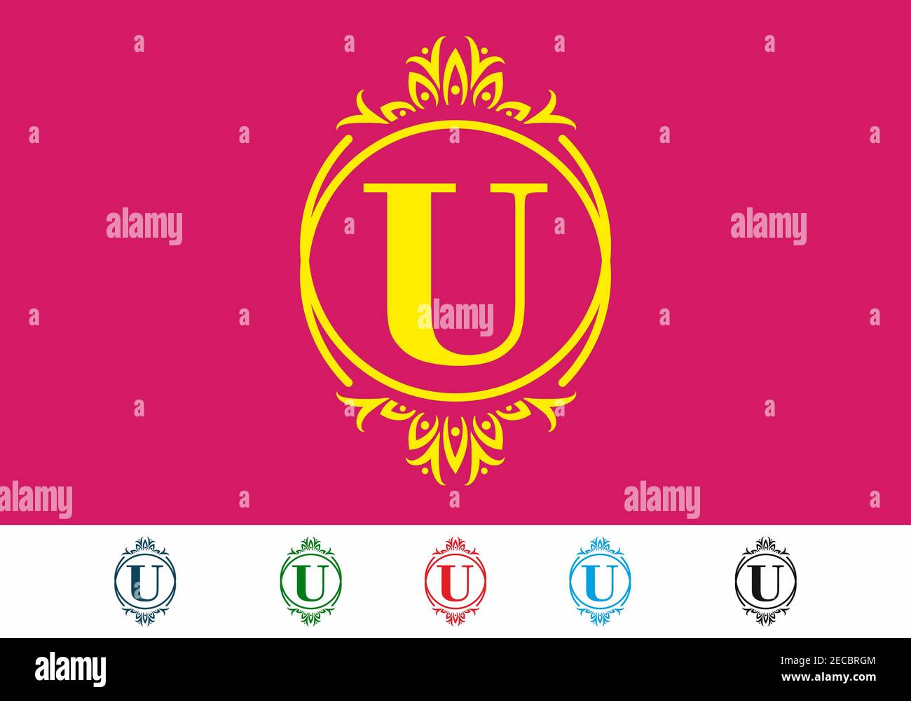 Pink yellow U initial letter in classic frame Stock Vector Image & Art ...