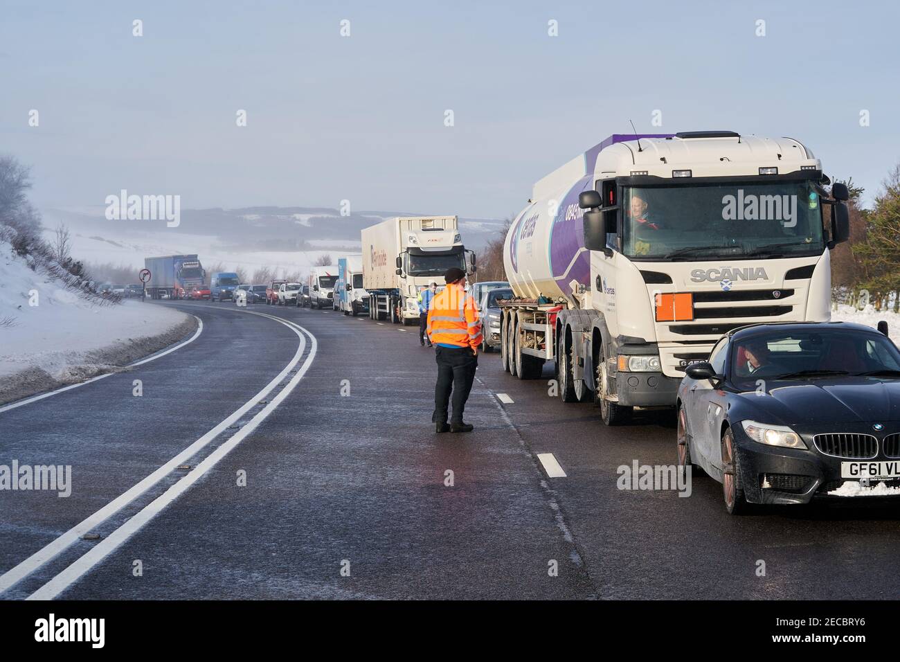 A96 Aberdeen to Elgin Road, Aberdeenshire and Moray, UK. 13th Feb, 2021 ...