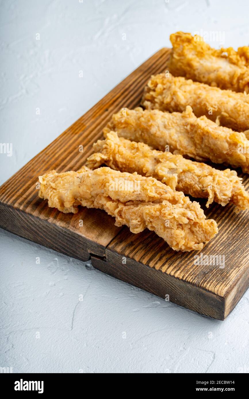 Crispy fried chicken broast cuts on white background Stock Photo - Alamy