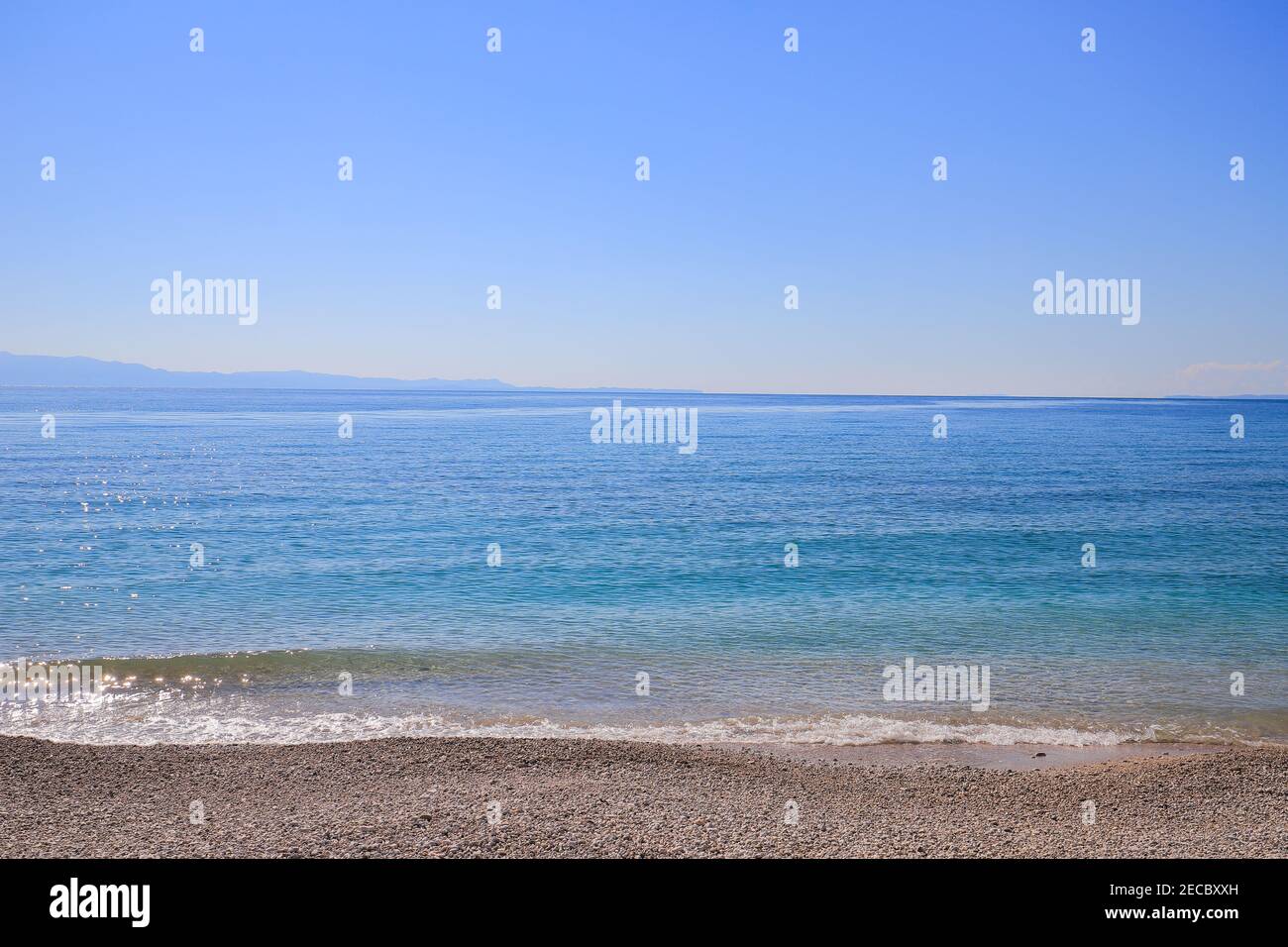 Borsh beach with turquoise water sea in Albania Stock Photo - Alamy