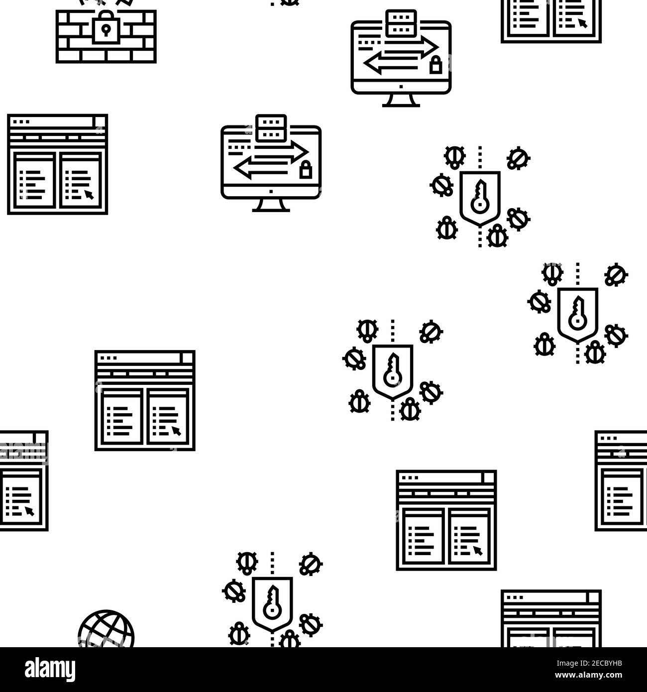 Ssh Sftp File Transfer Protocol Icons Set Vector Stock Vector Image