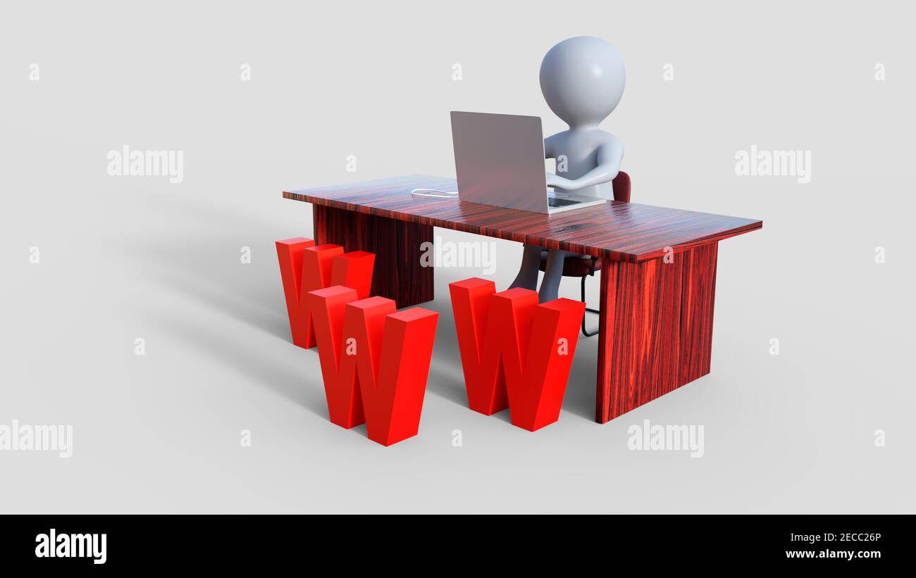 3d cartoon character using laptop computer - 3d rendering Stock Photo ...