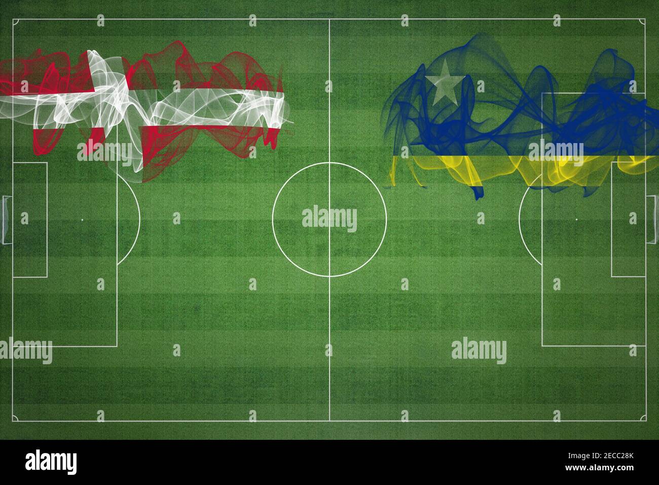 Denmark vs Curacao Soccer Match, national colors, national flags ...