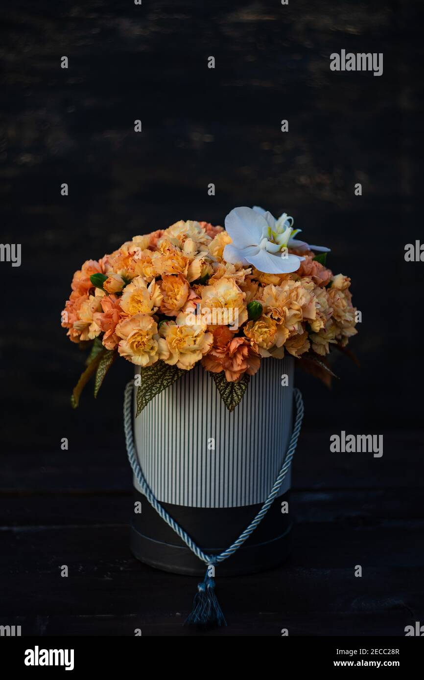 Composition flowers gift box hi-res stock photography and images - Alamy