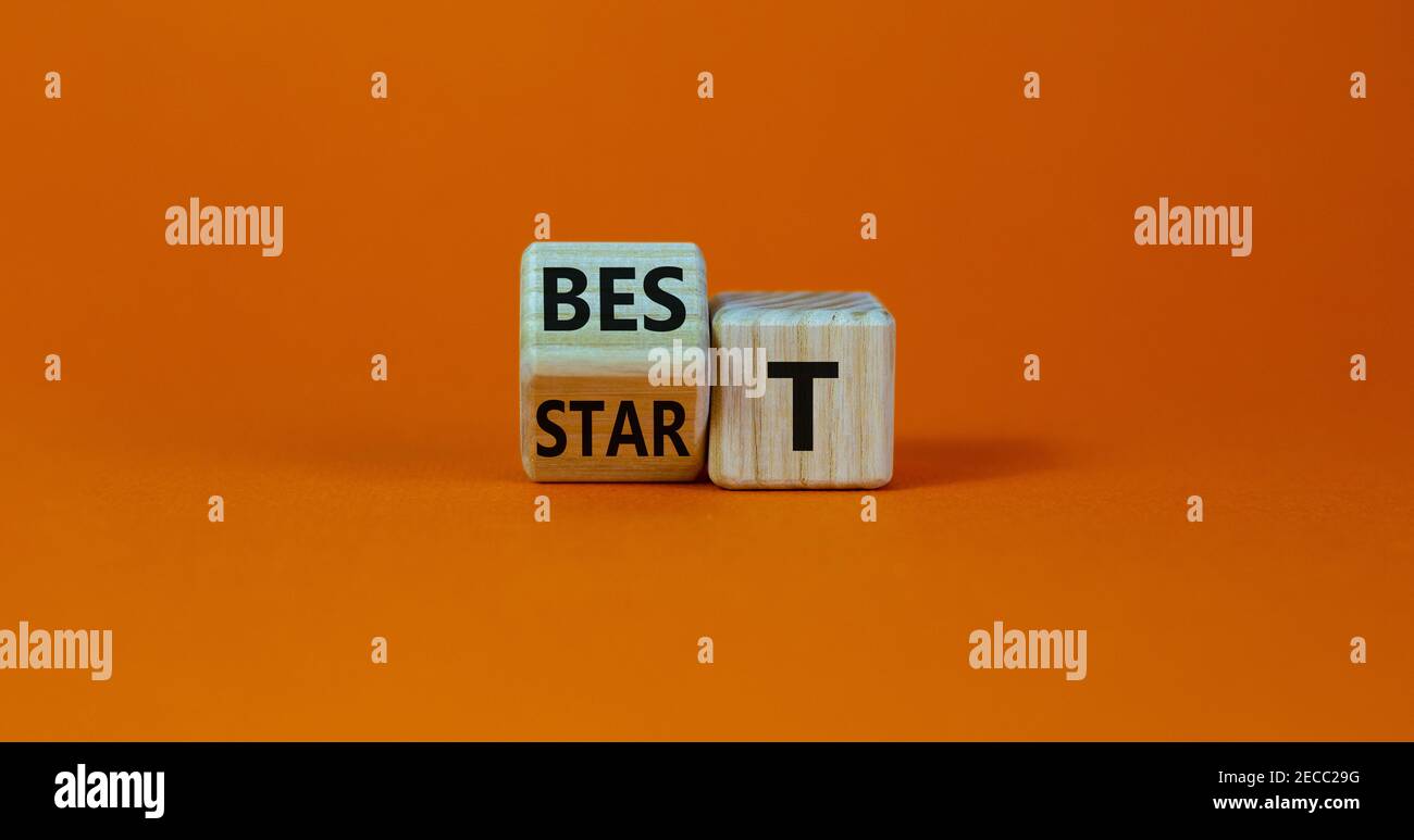 Time to best start symbol. Turned a wooden cube with words 'best start ...