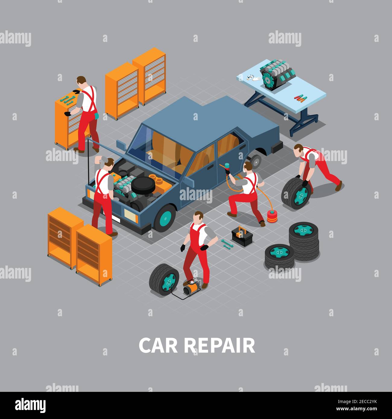 Technician in garage Stock Vector Images - Alamy