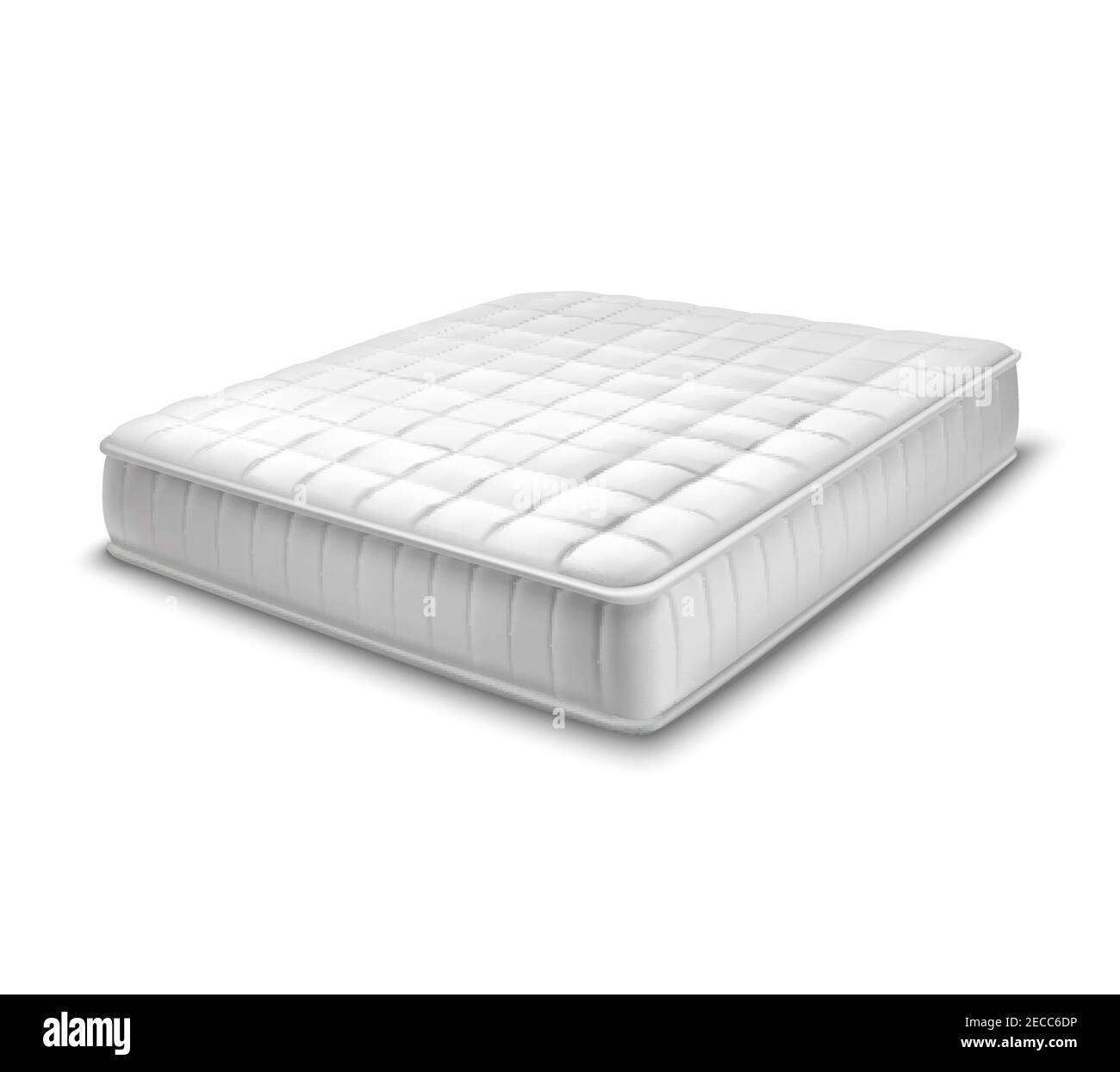 Double white mattress in realistic style on white background isolated ...