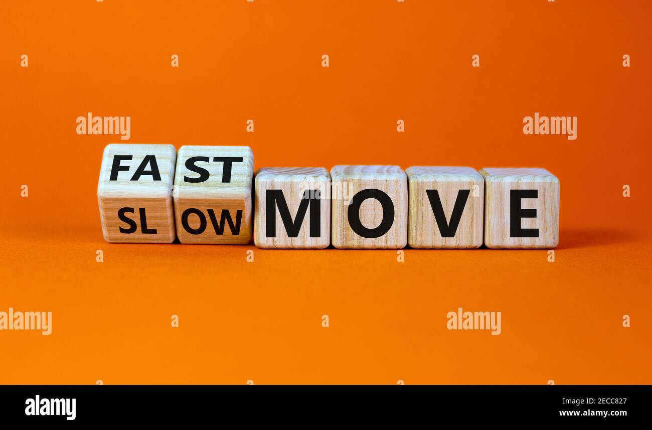 Time to fast move symbol. Turned wooden cubes and changed words 'slow ...