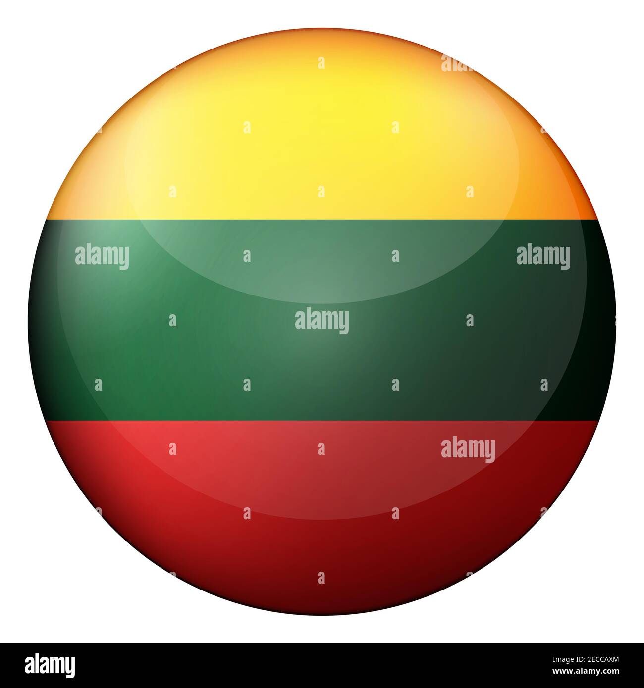 Glass light ball with flag of Lithuania. Round sphere, template icon ...