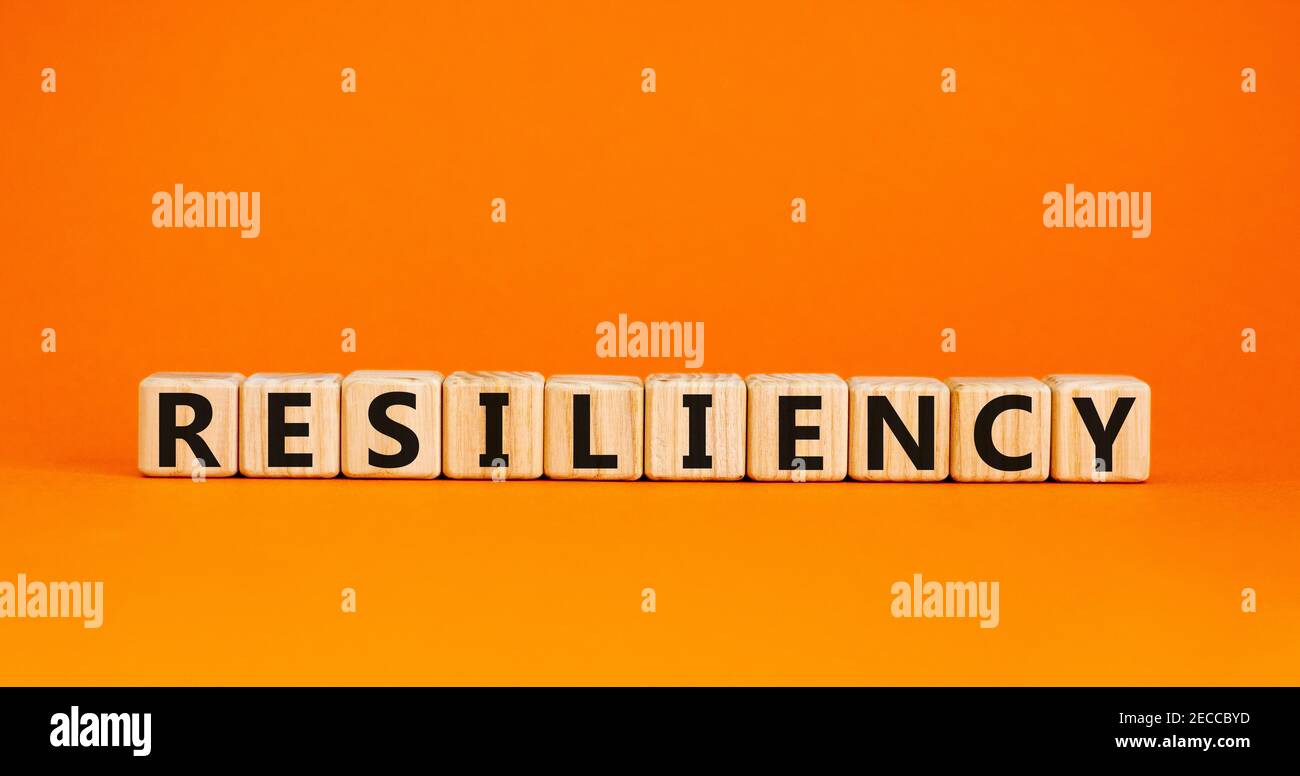 Resiliency symbol. Word 'Resiliency' written on wooden blocks. Copy ...