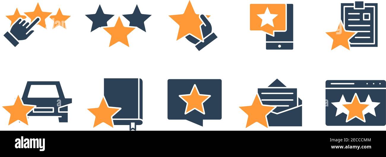 Set of star feedback colored icons. Testimonials, rating, social ...