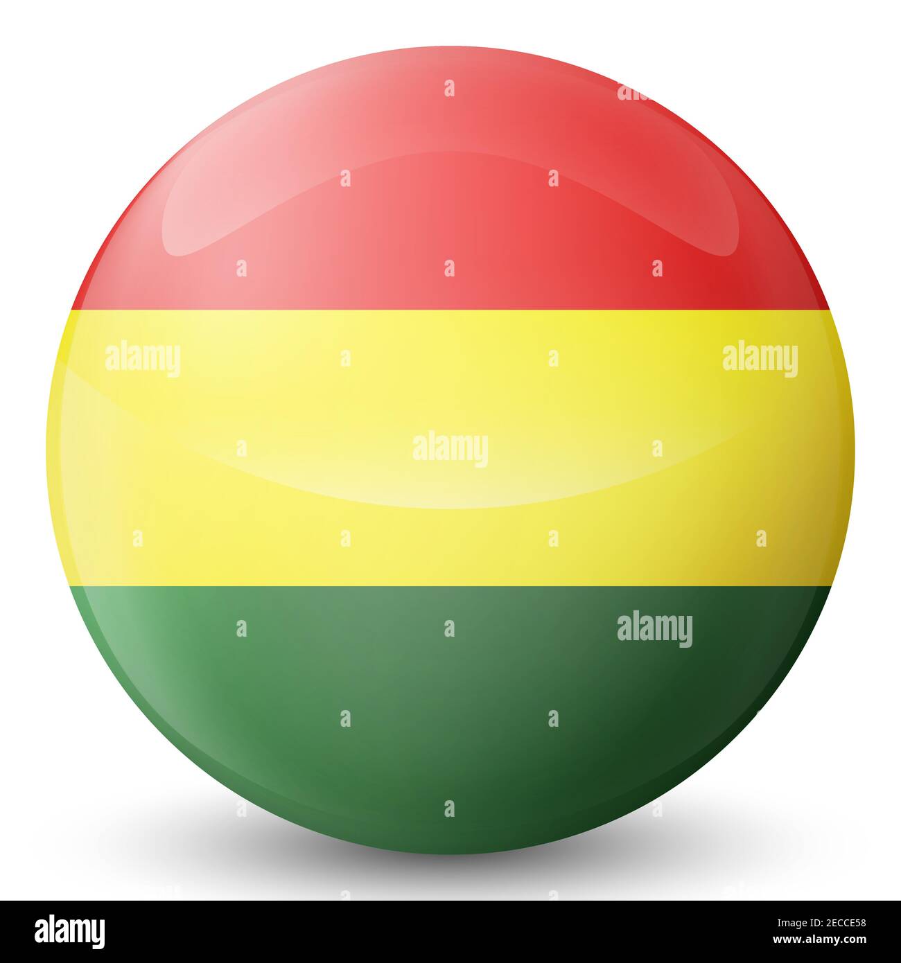 Glass light ball with flag of Bolivia. Round sphere, template icon ...