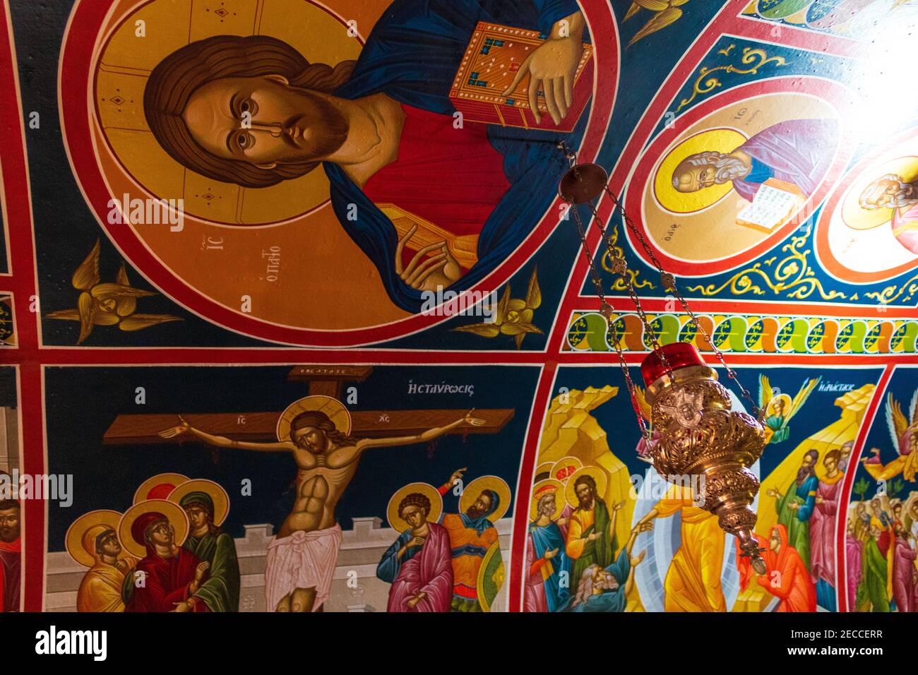 The indoor icons on the walls of The Great Meteoron Holy Monastery of ...
