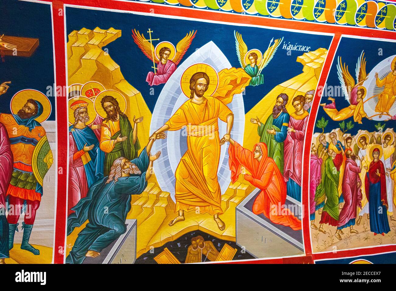 The indoor icons on the walls of The Great Meteoron Holy Monastery of ...