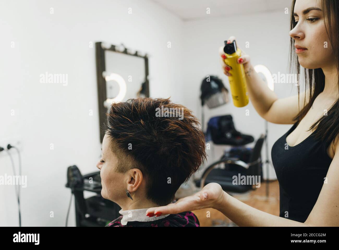 Beautiful girl long hair makes hi-res stock photography and images - Alamy