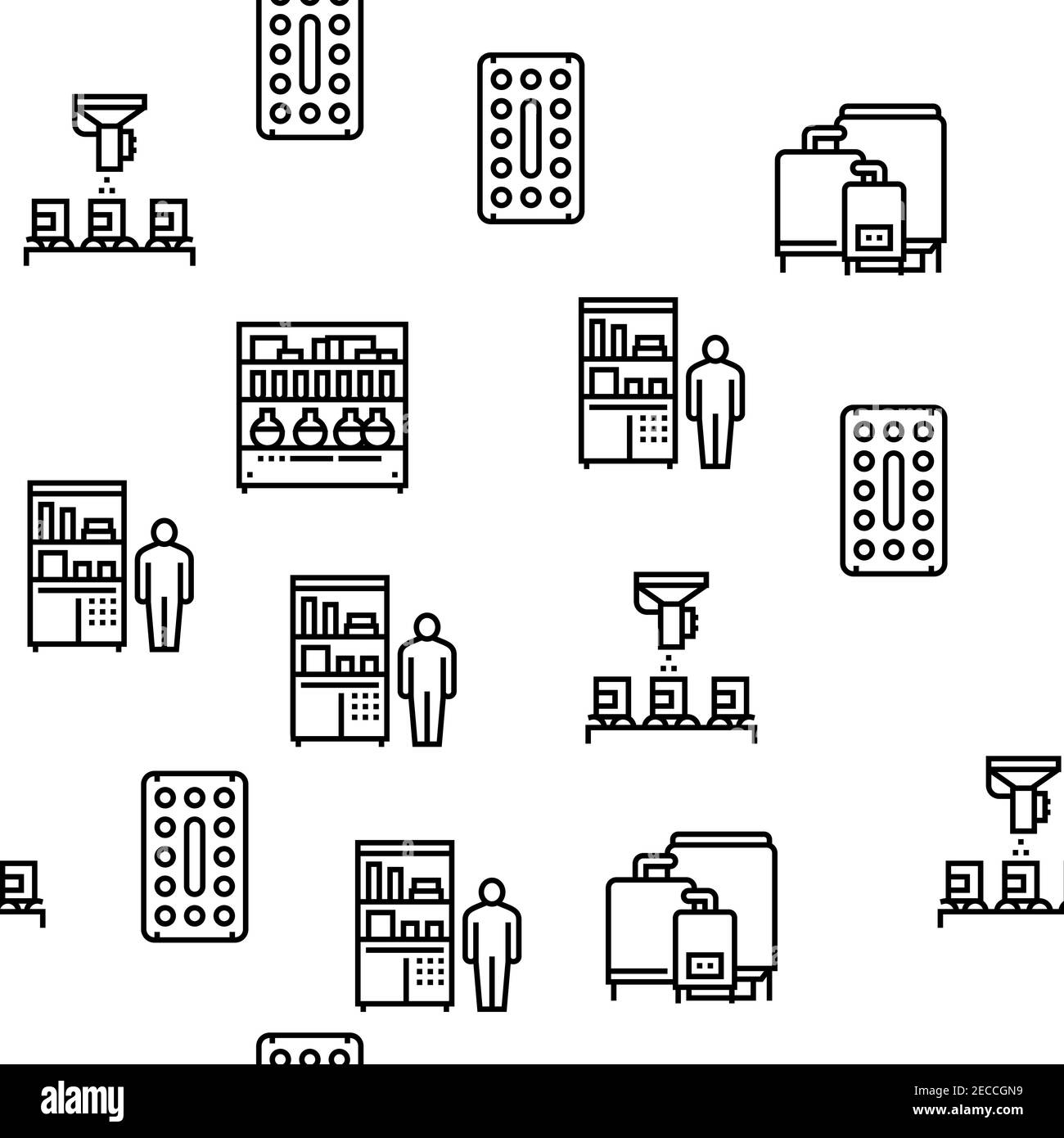 Medical Drugs Production Factory Icons Set Vector Stock Vector Image ...