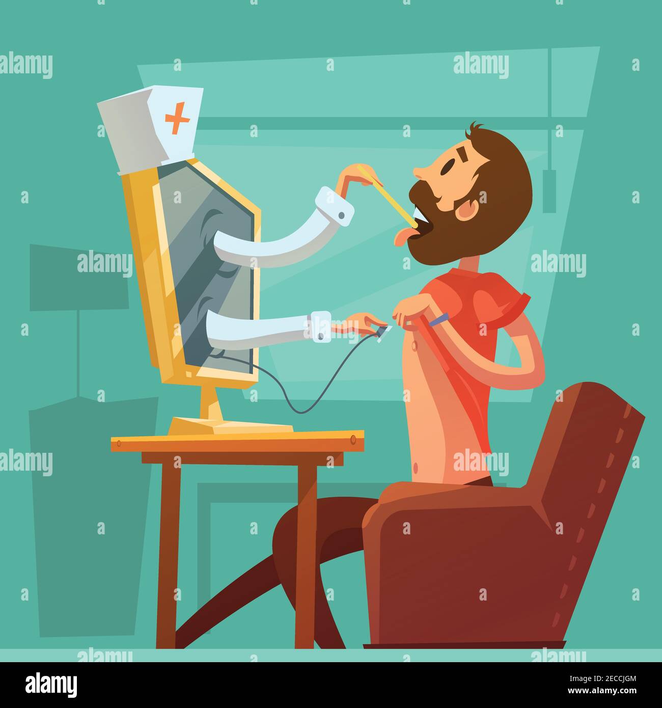 Computer doctor concsultation background with throat examination ...