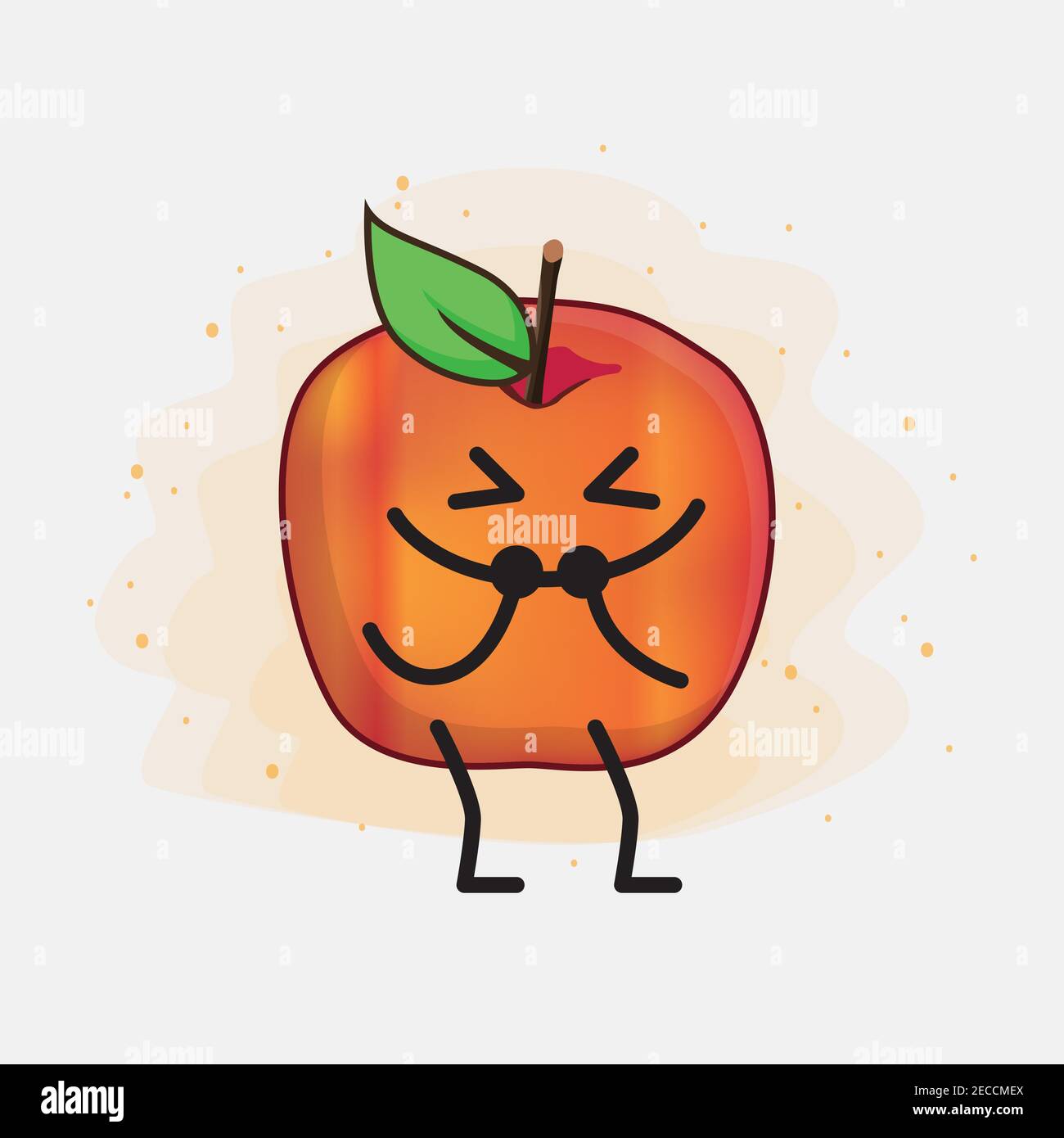 Vector Illustration of Honeycrisp Apple Character with cute face ...