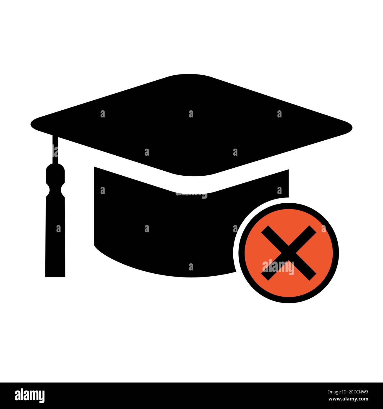 Cap, hat donts symbol isolated on white background. Graduate education ...