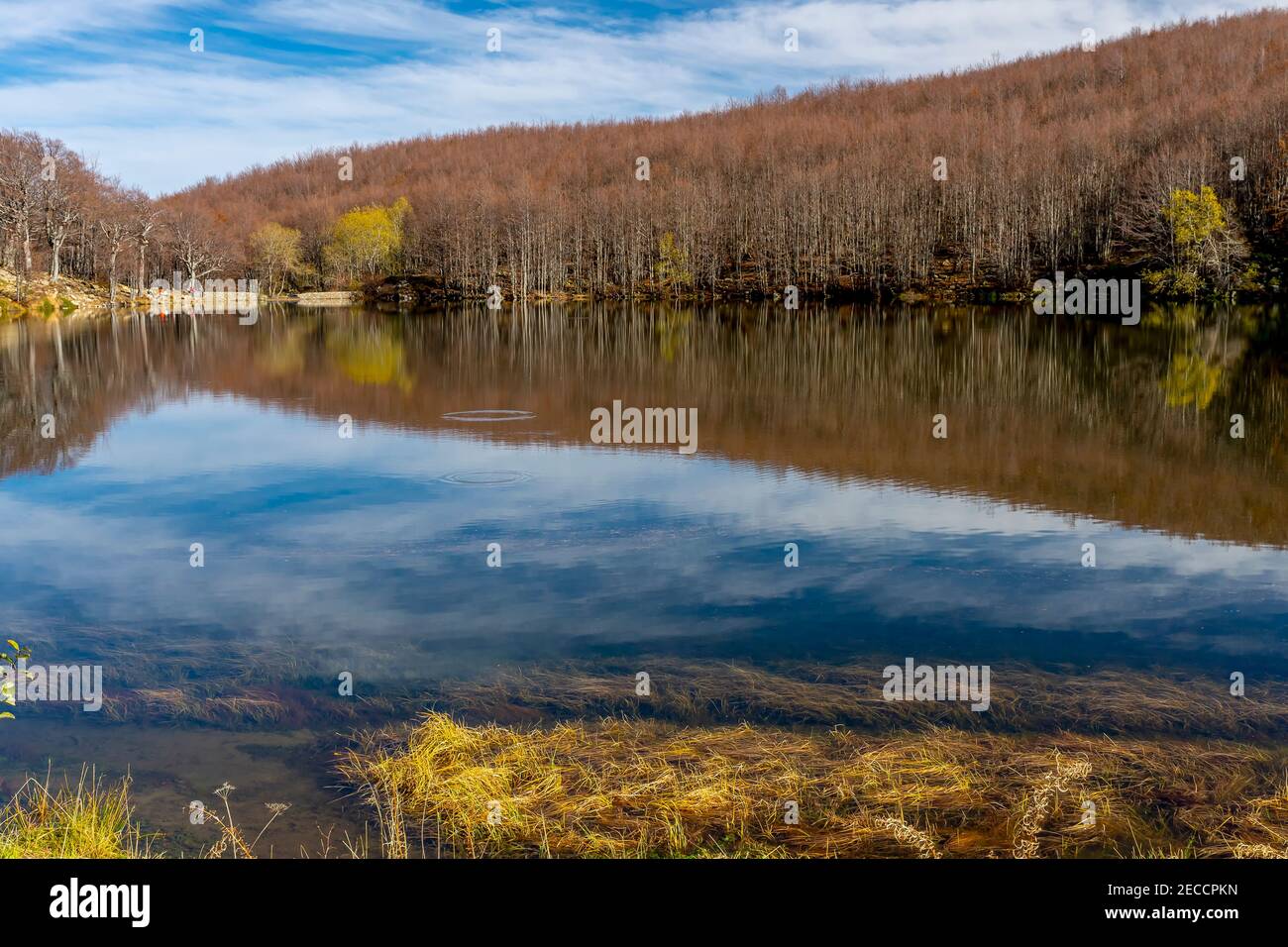 Colorful panoramic view of Lake Baccio, among the Apennine mountains in ...