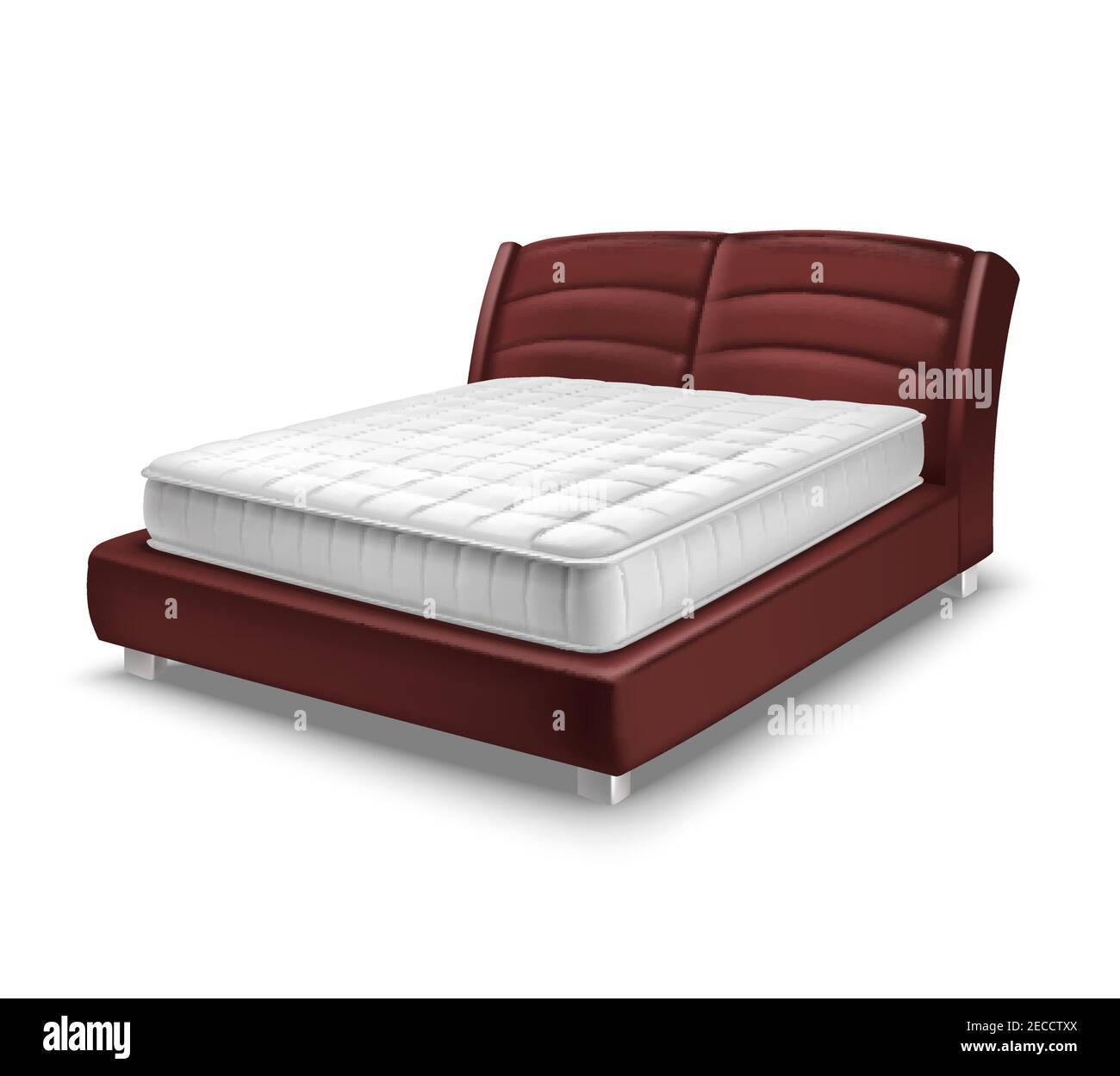 Double mattress bed on white background in realistic style isolated ...