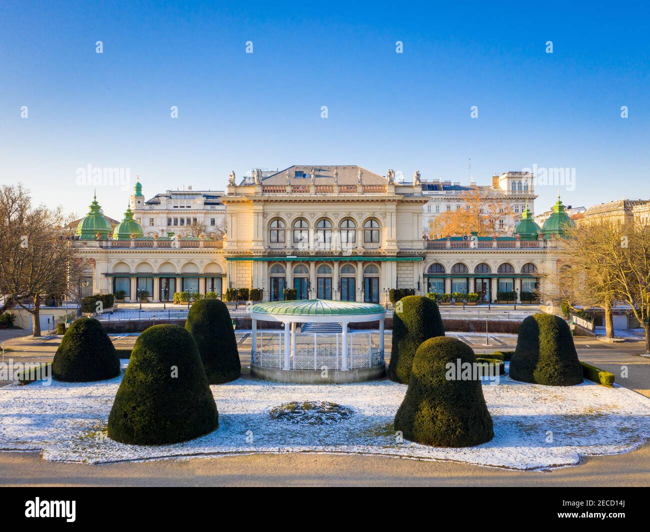 Vienna downtown, capital of Austria. Kursalon Hübner in the public Stadtpark. Beautiful old ...