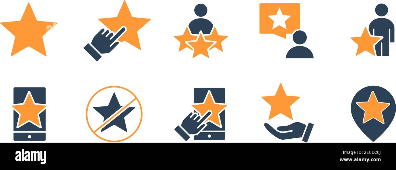 Set of star feedback colored icons. Customer review, rating, win ...