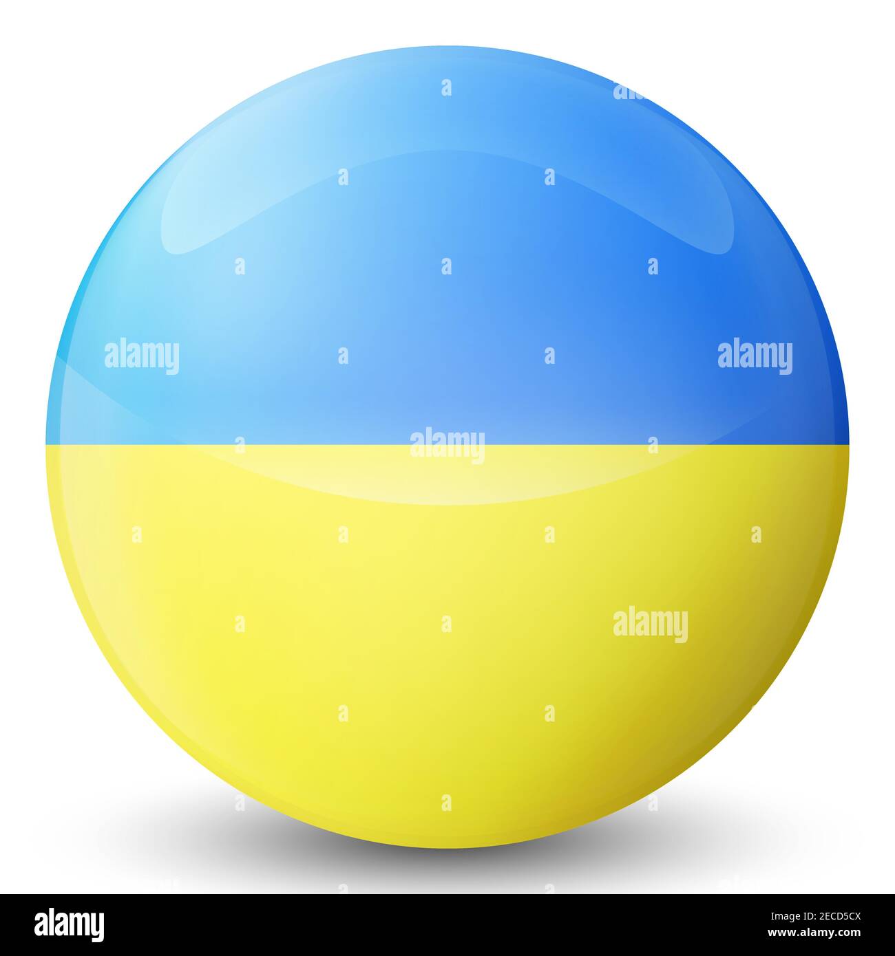 Glass light ball with flag of Ukraine. Round sphere, template icon ...