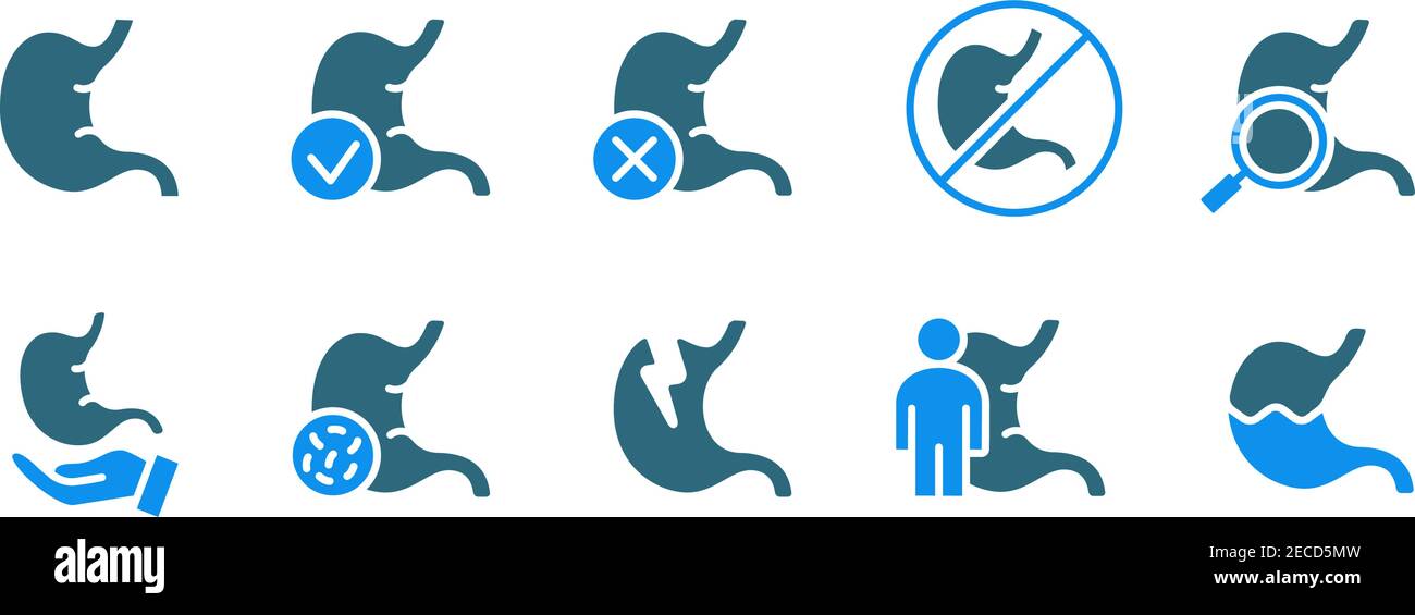 Set of human stomach colored icon. Internal organ, gastrointestinal ...