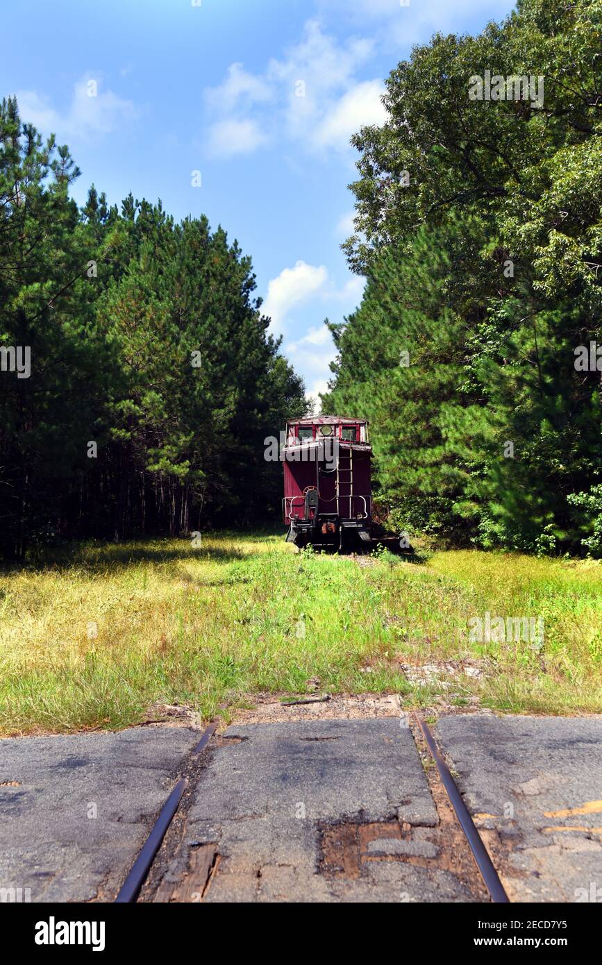 Caboose sits at the defunct Reader Railroad in Arkansas, it sits alone ...