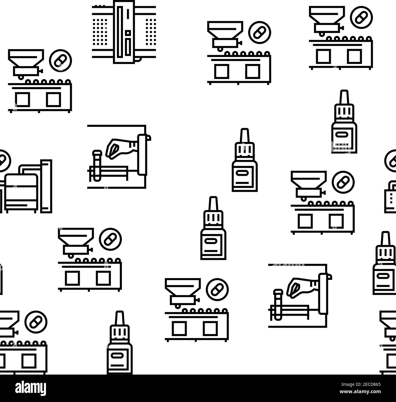 Medical Drugs Production Factory Icons Set Vector Stock Vector Image ...