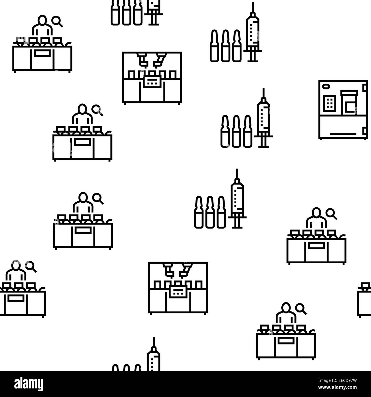 Medical Drugs Production Factory Icons Set Vector Stock Vector Image ...