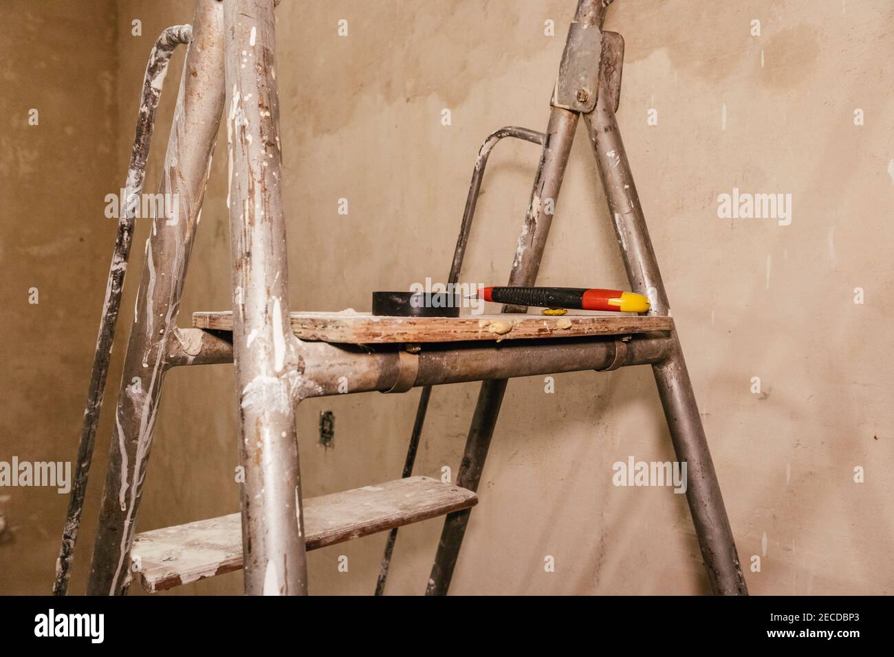 Ladder staircase repair work knife tape working tools interior design ...
