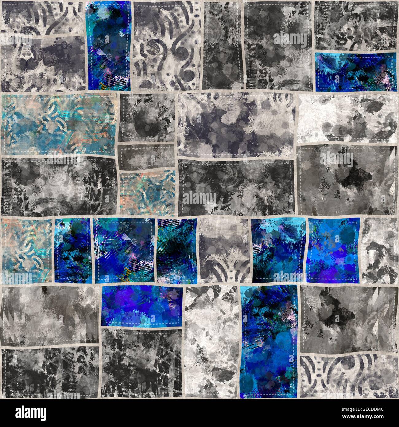 Seamless patchwork collage mix quilt pattern print Stock Photo - Alamy