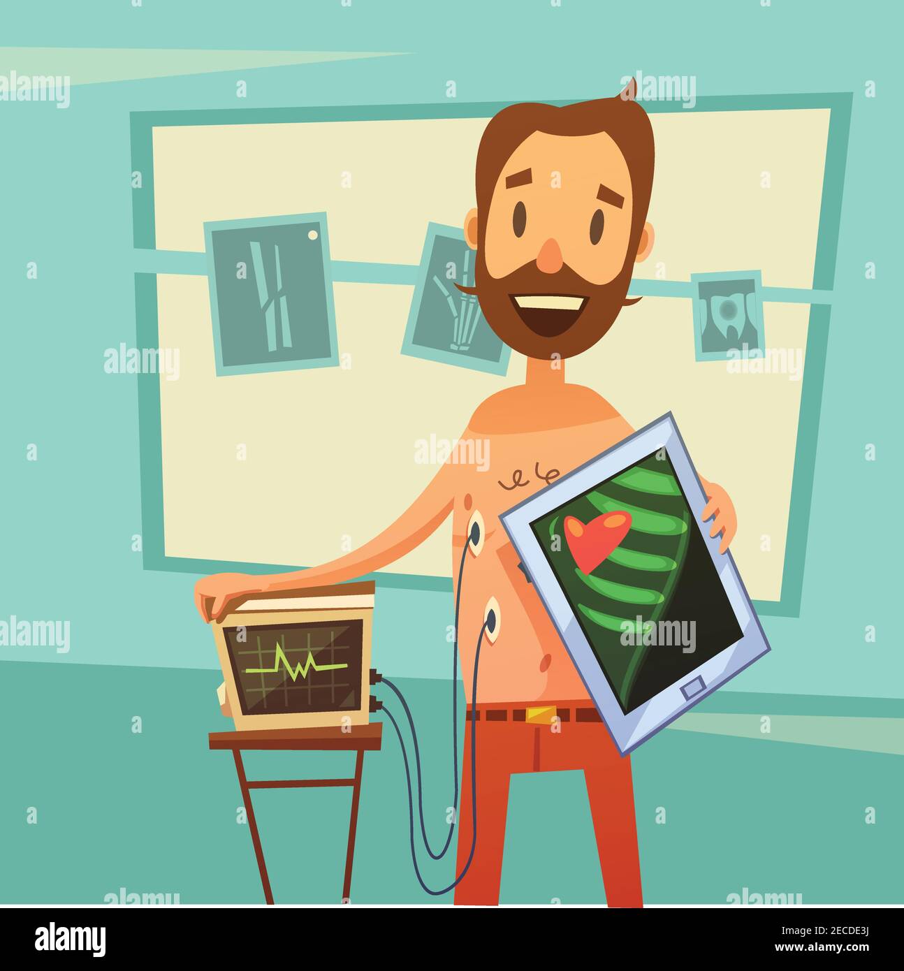 Mobile heart diagnostic background with heart test symbols cartoon ...