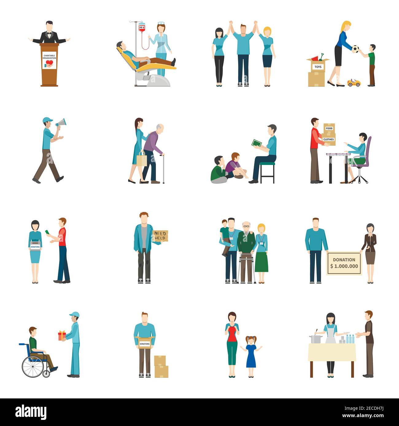 Charity Donation Icons Set. Charity Vector Illustration. Charity People ... Charity Donation Icons Set. Charity Vector Illustration. Charity People ...