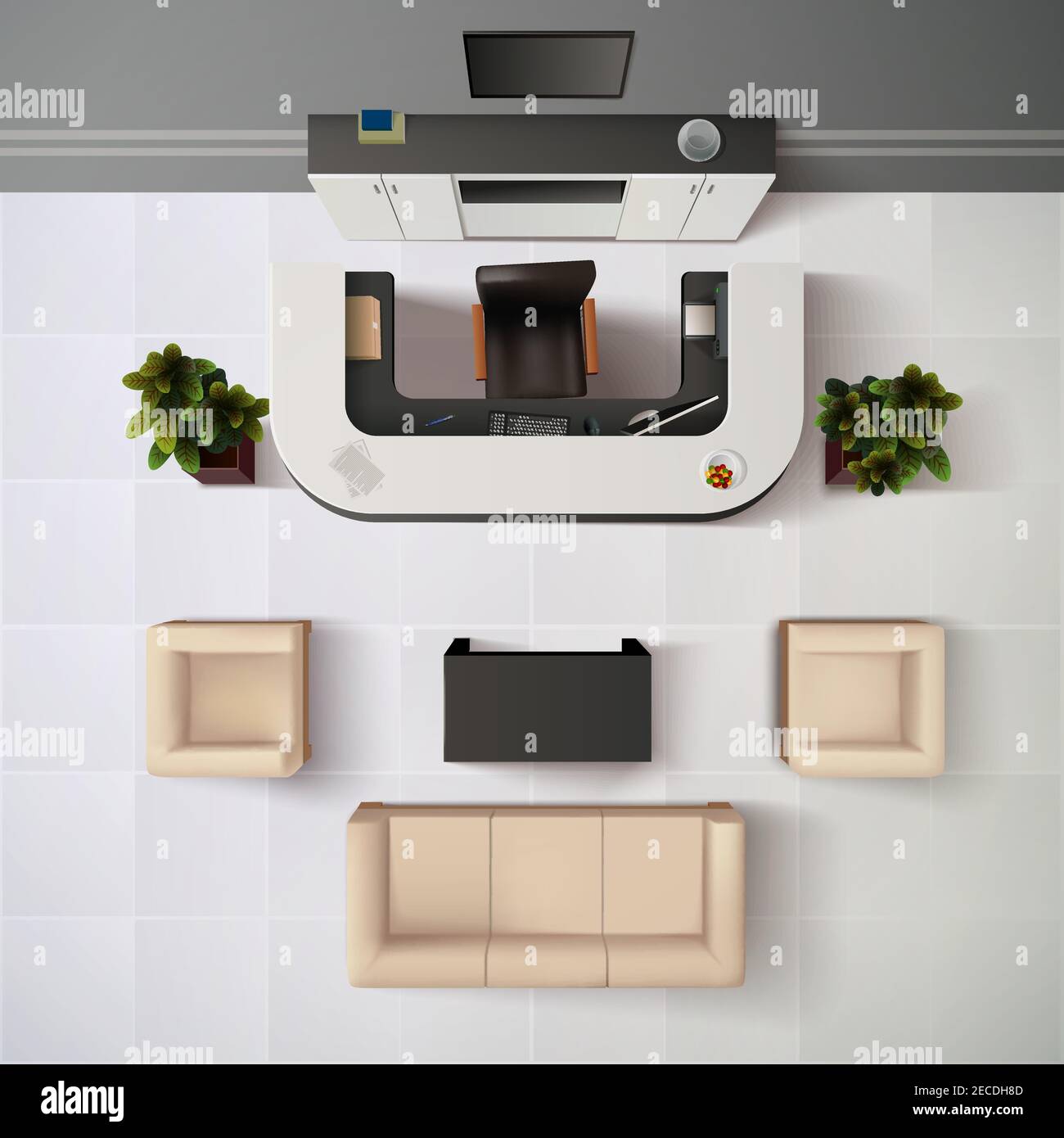 Reception Office Interior Background. Reception Vector Illustration ...