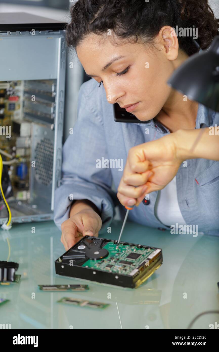 woman installing a hard drive Stock Photo - Alamy