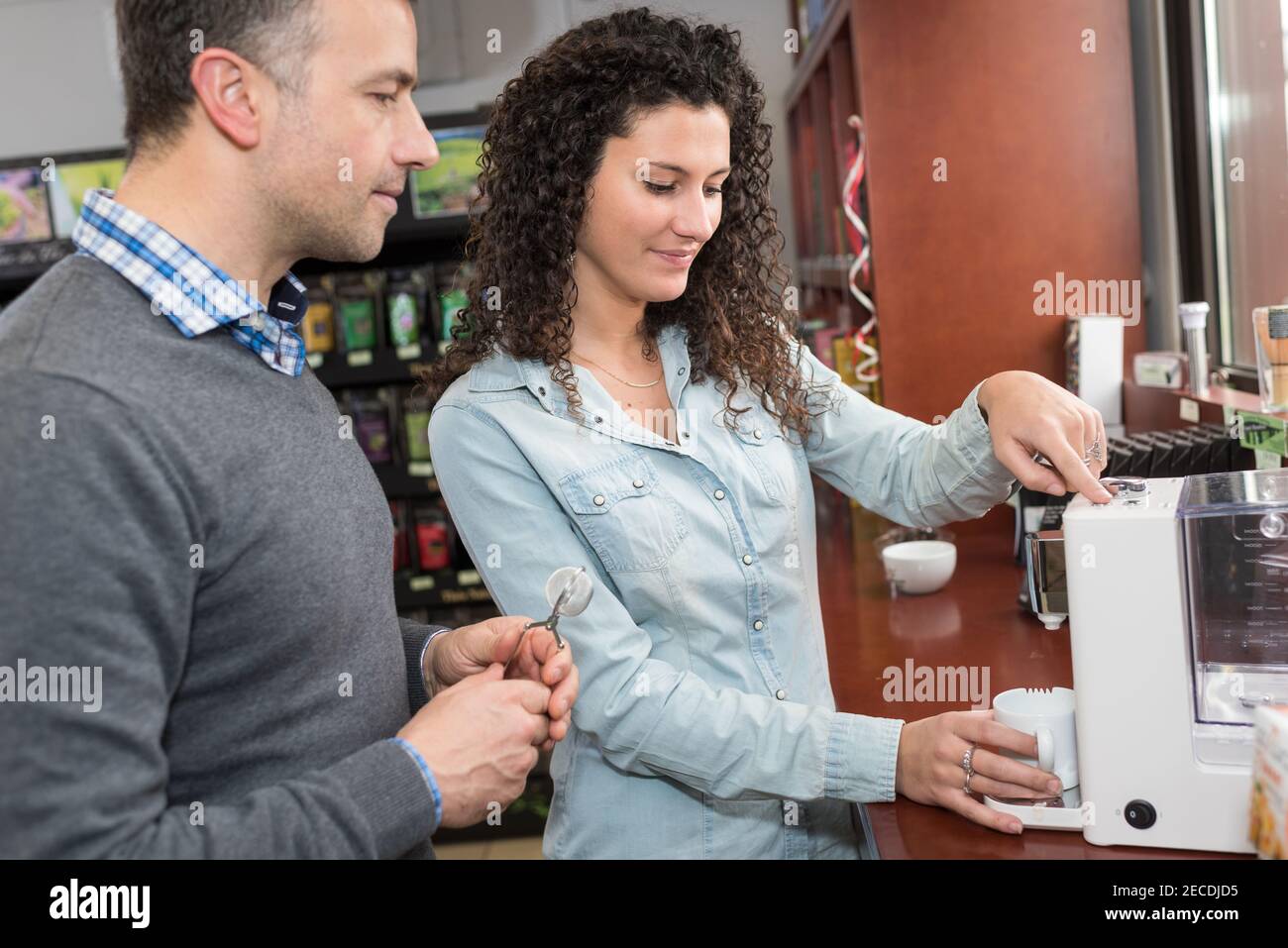 woman working on coffee factory tasting coffee Stock Photo - Alamy