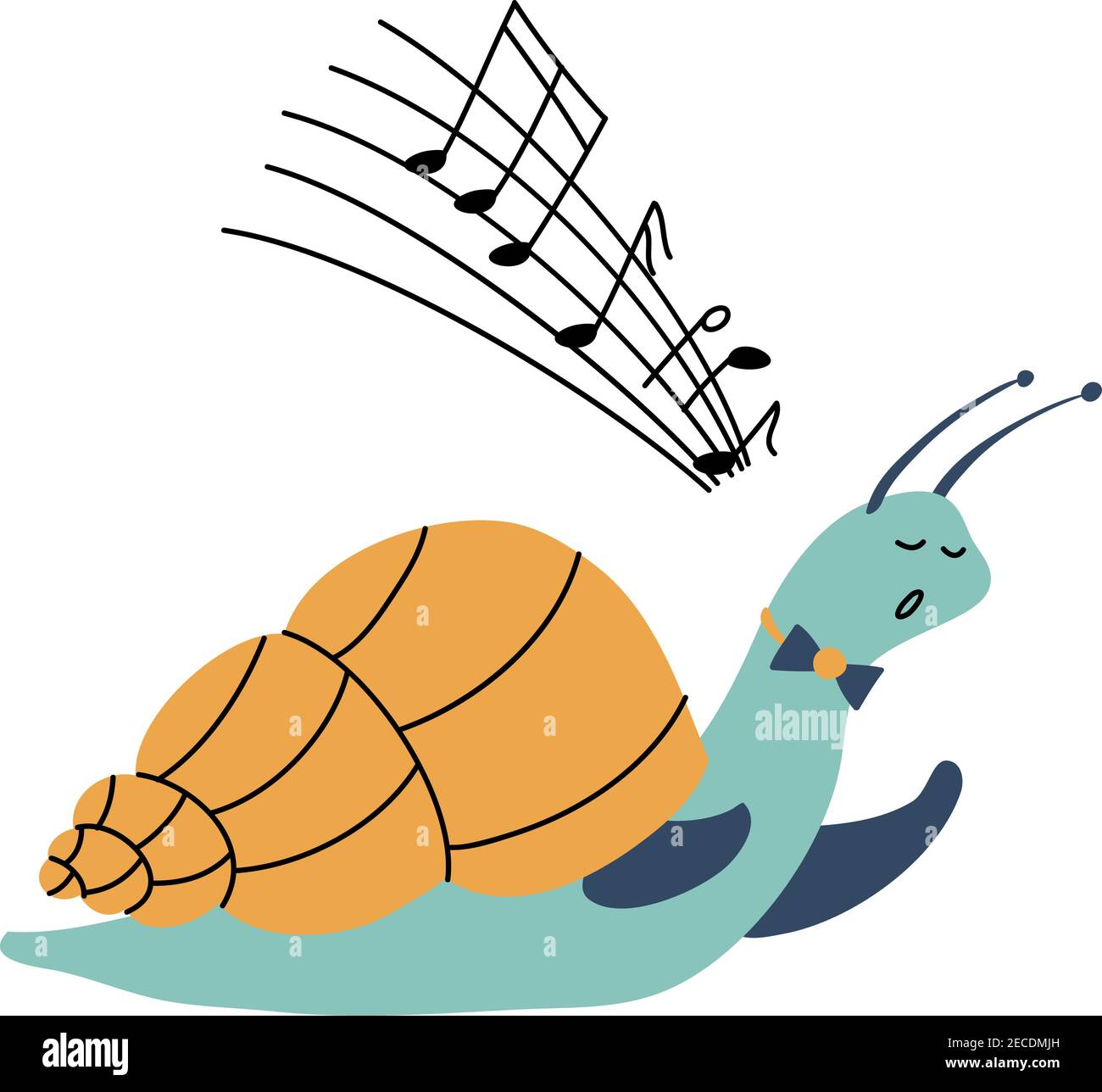 Vector Cartoon Illustration of funny singing snail. Cute hand drawn ...