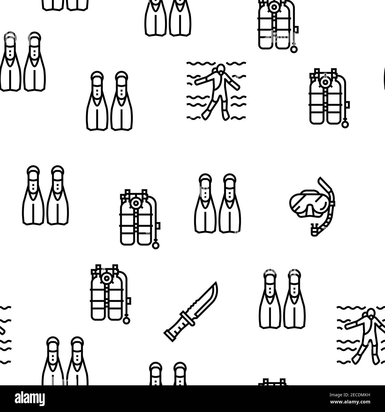 Diving Scuba Equipment Vector Seamless Pattern Stock Vector Image & Art ...