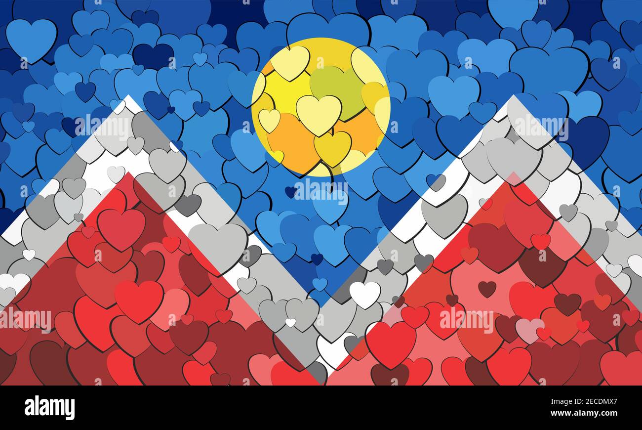 Denver flag made of hearts background - Illustration, Abstract mosaic ...