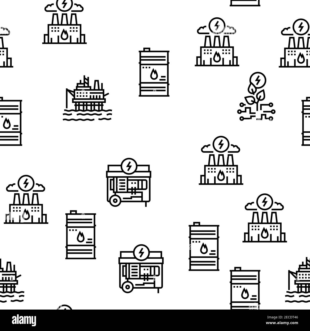 Energy Electricity And Fuel Power Icons Set Vector Stock Vector Image ...